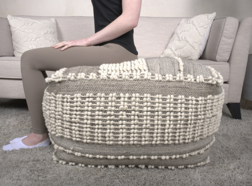 Rustic Wool and Cotton Large Pouf, Brown – My Garden Blessings