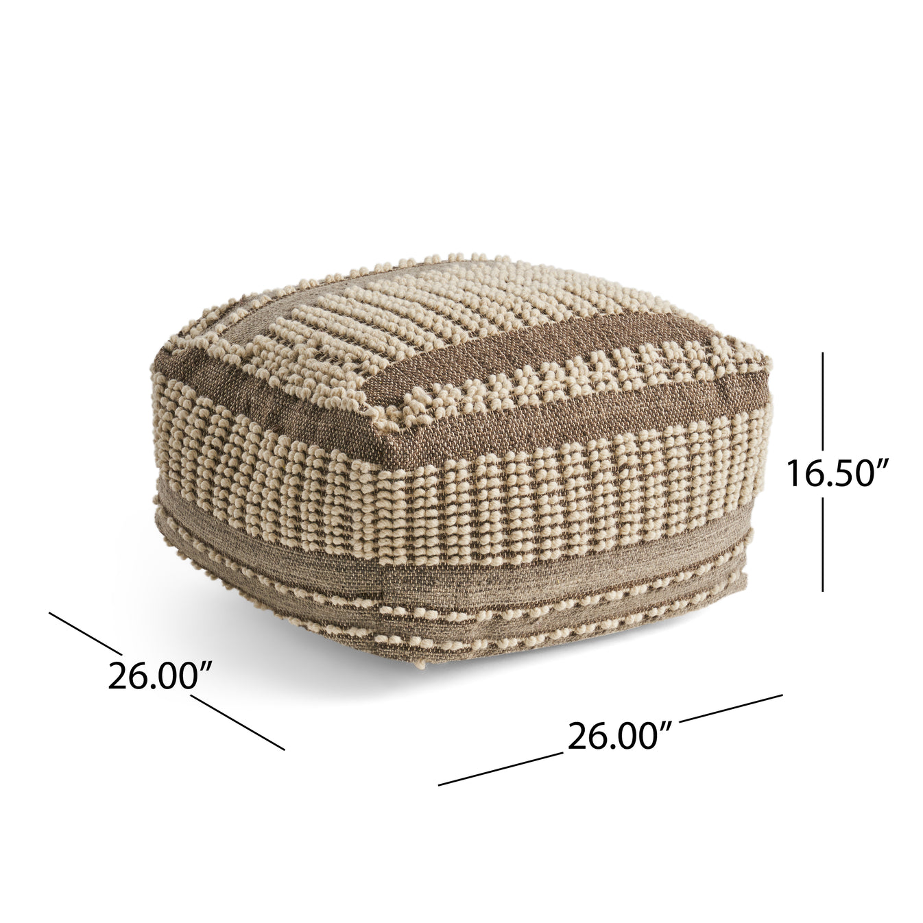 Rustic Wool and Cotton Large Pouf, Brown – My Garden Blessings